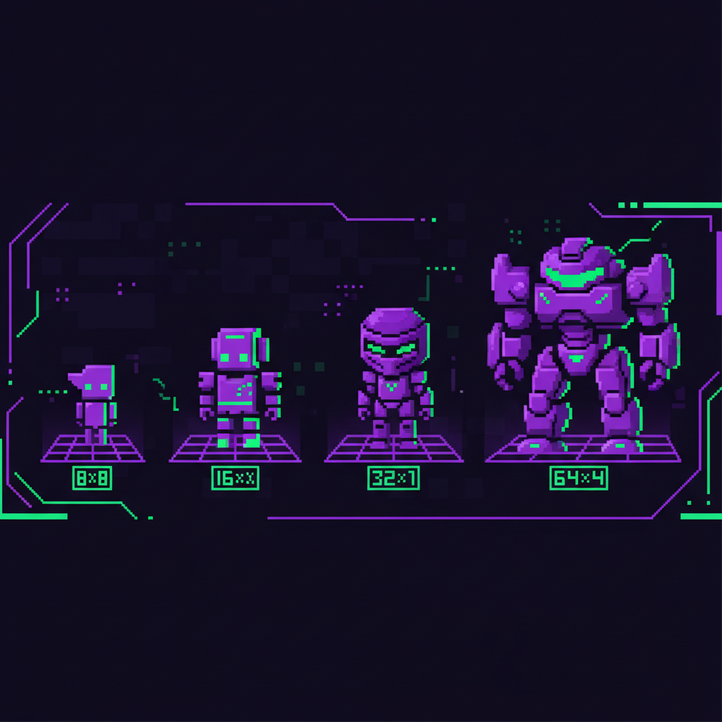 Pixel Art Sprite Sizes for Games: 8x8 vs 16x16 vs 32x32 vs 64x64 | Sprixen